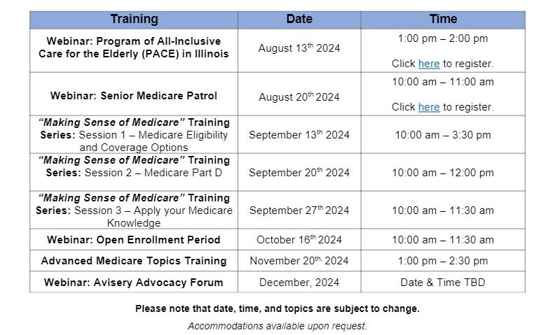 Avisery's 2024 Webinar and Training Calendar - AgeOptions